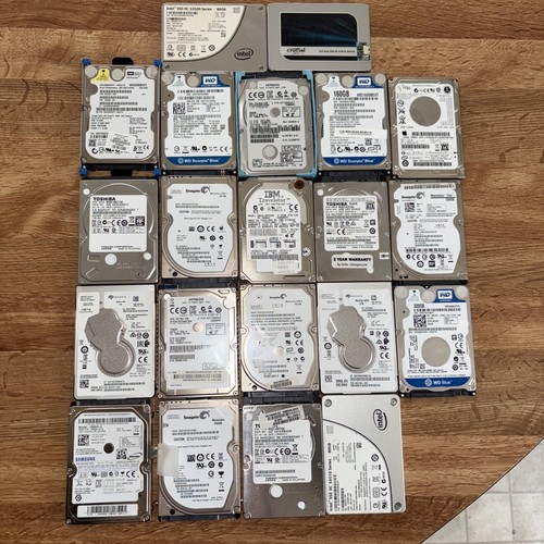 (Lot of 18 Mixed Brand/ Laptop Hard Disk Drives And 3 SSd Drives Scrap ...