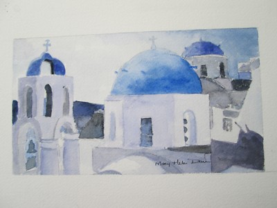 GREECE / WATERCOLOR PRINT/ 8 1/2"X 11"/ MIMI DAVIS, ARTIST | eBay