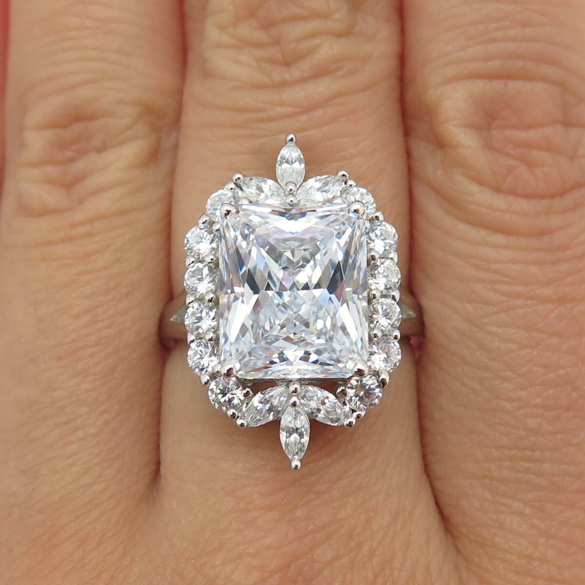 925 Sterling Silver Radiant Marquise & Round-Cut C Z … - Gem