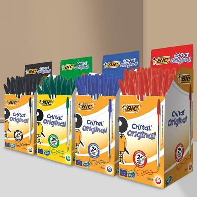 BIC Cristal Medium BallPoint Pens 1.0MM Biro BLACK,BLUE,RED,GREEN Pen ...