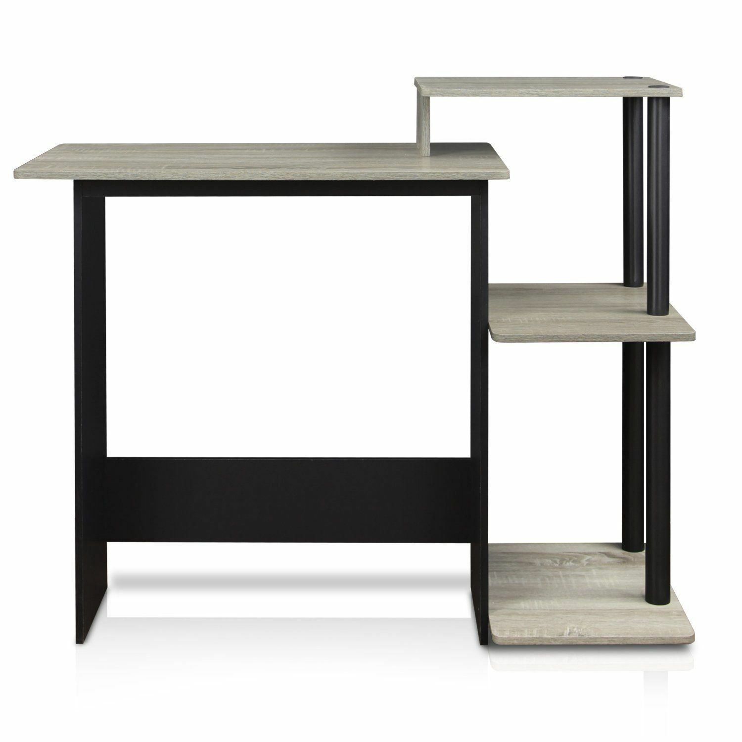 Gray Black Laptop Desk Computer Table Storage Shelves Office ...