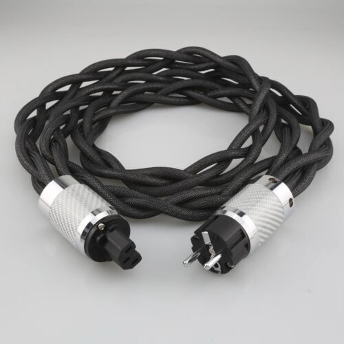 HiFi AC Power Cable OCC Silver Plated Schuko PC Amplifier Audio Supply ...