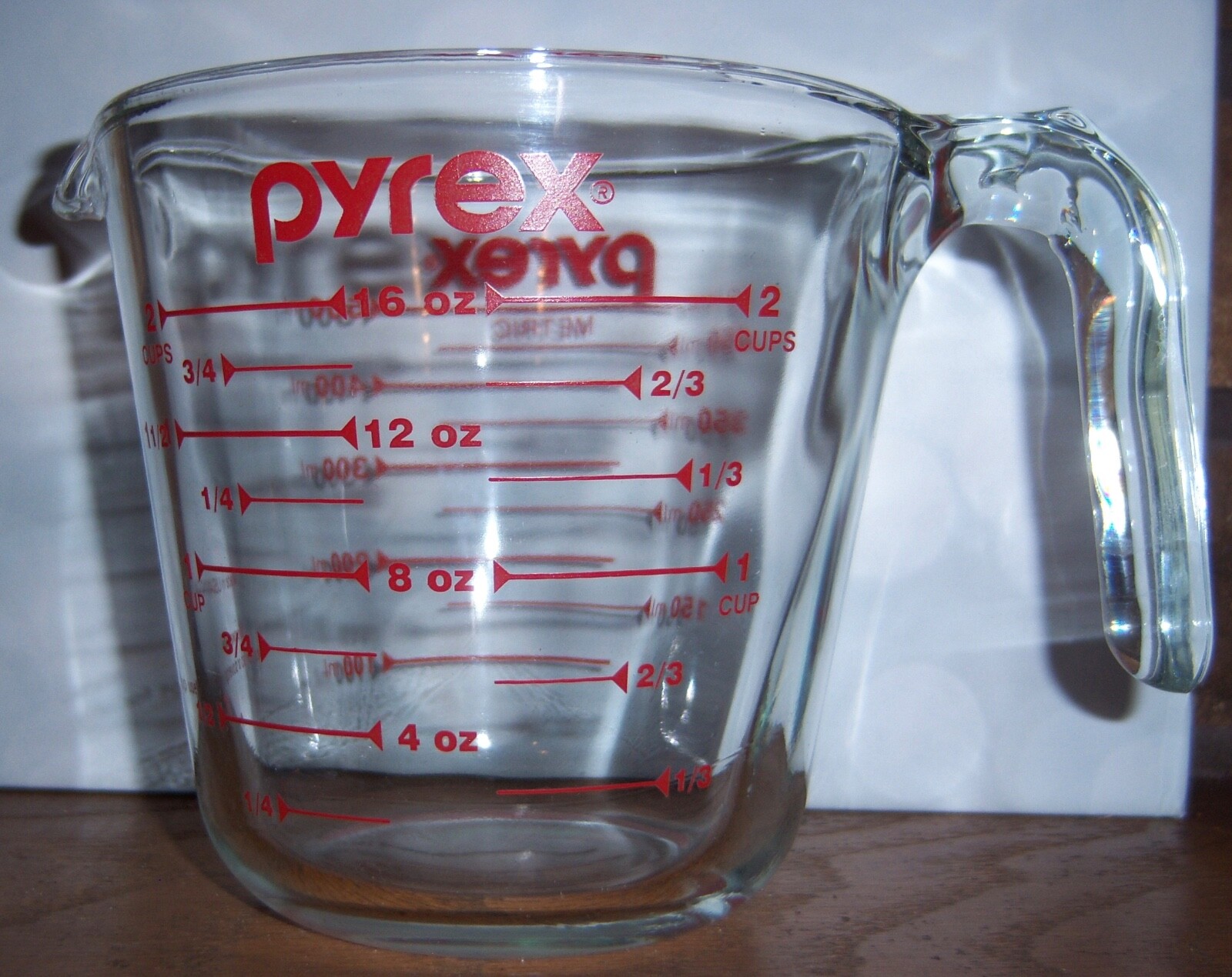 PYREX Glass Measuring Cup Red Lettering 2 Cup 1 Pint Metric 500 ml NWOB ...