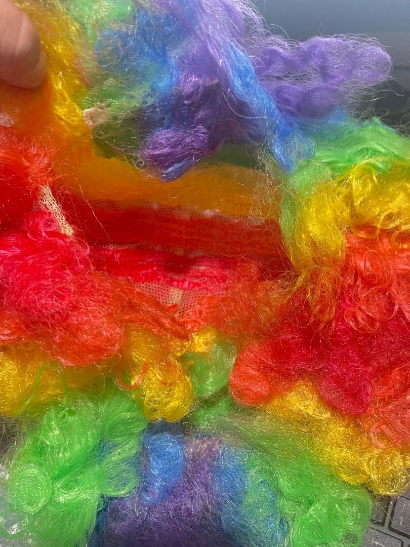 Clown Neon Vivid Rainbow Curly Afro Wig Halloween Par… - Gem