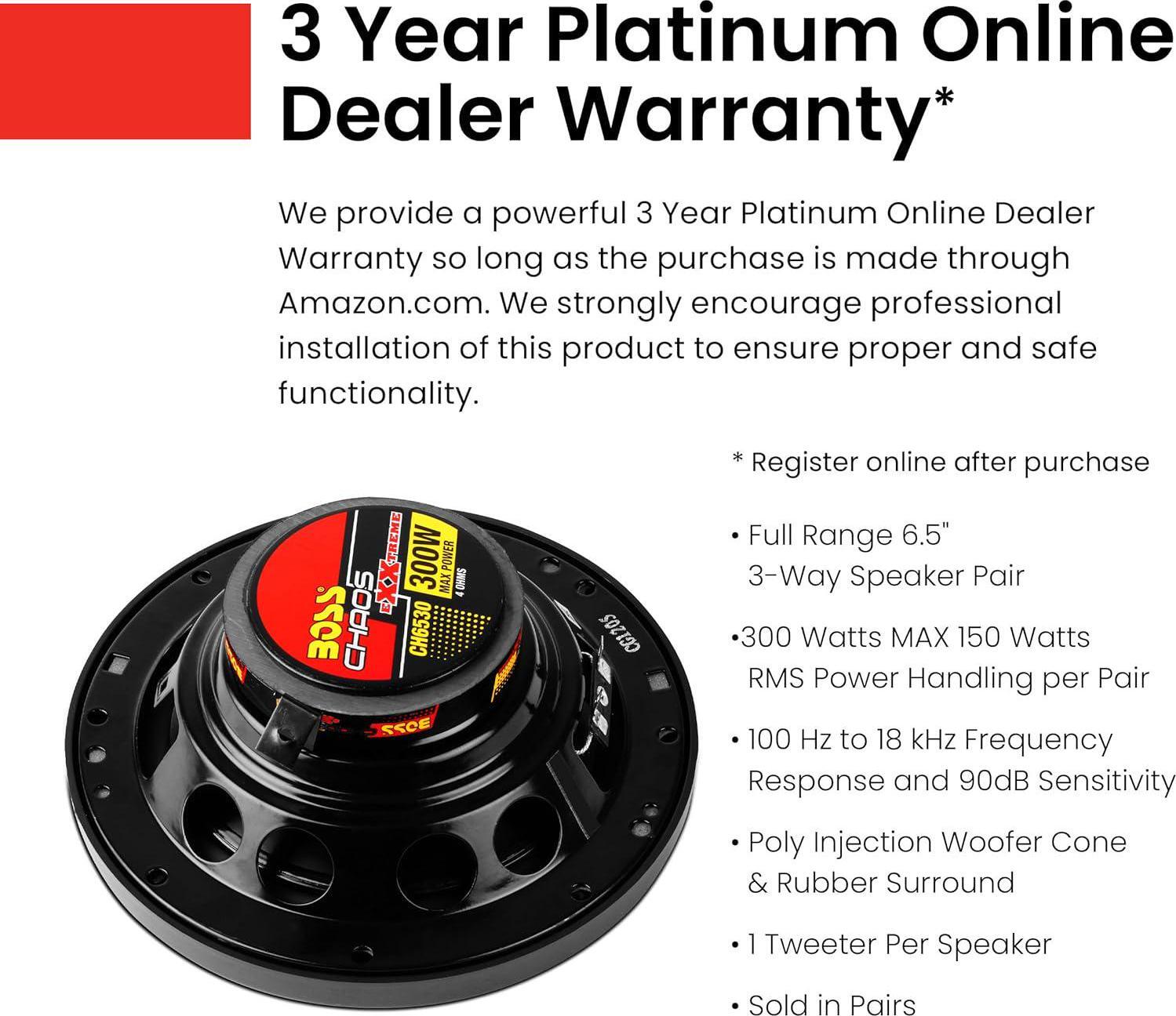 BOSS Audio Systems CH6530 Chaos Series 6.5 Inch Car Door Speakers - 300 ...