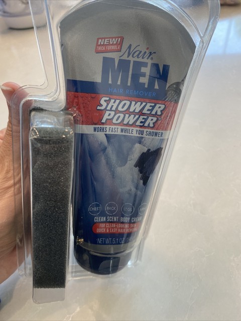 2 Nair Men Hair Remover Shower Power 5.1oz Back Chest Arms Body Cream ...