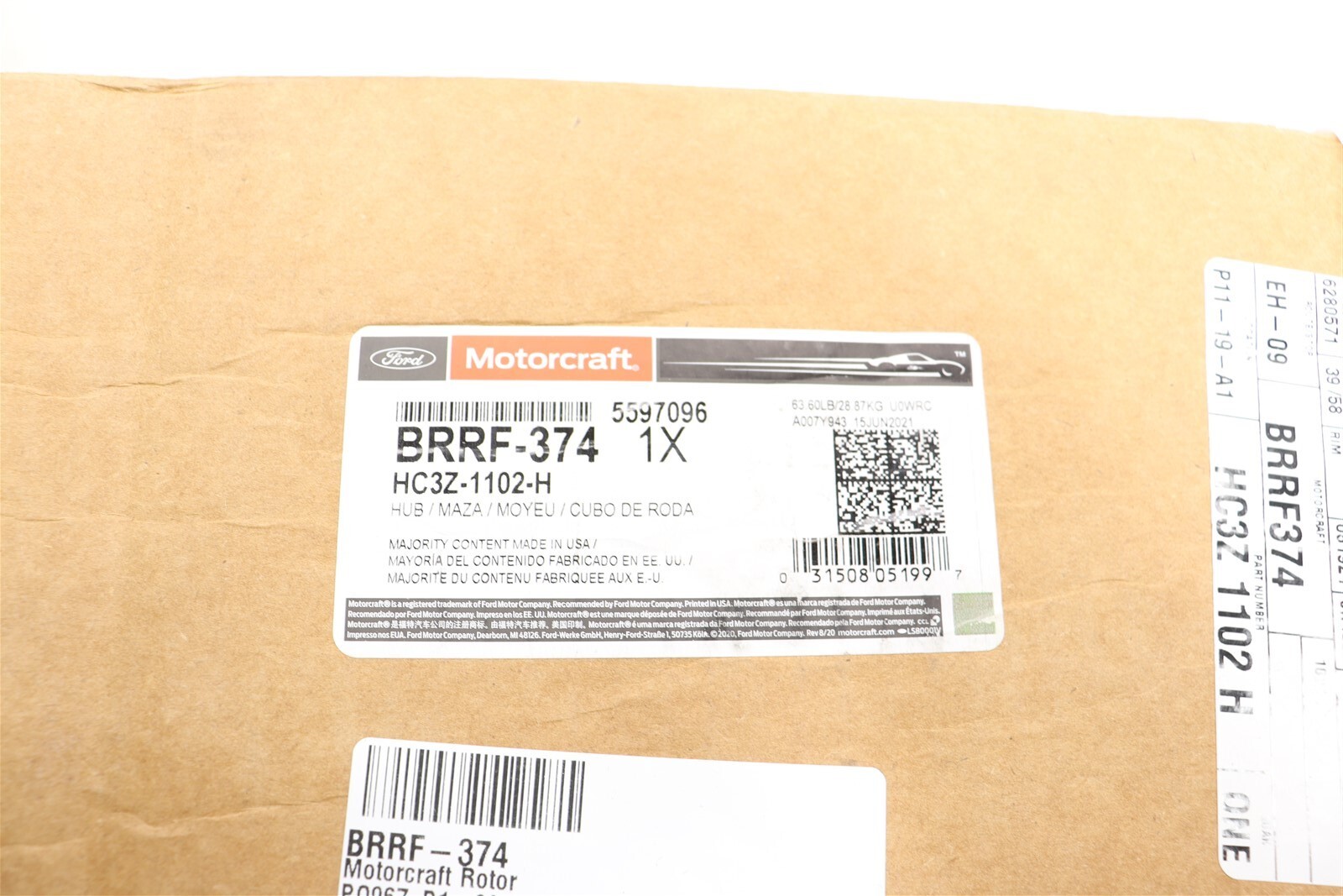 NEW Motorcraft Disc Brake Rotor & Hub Front BRRF-374 F-250 F-350 2WD ...