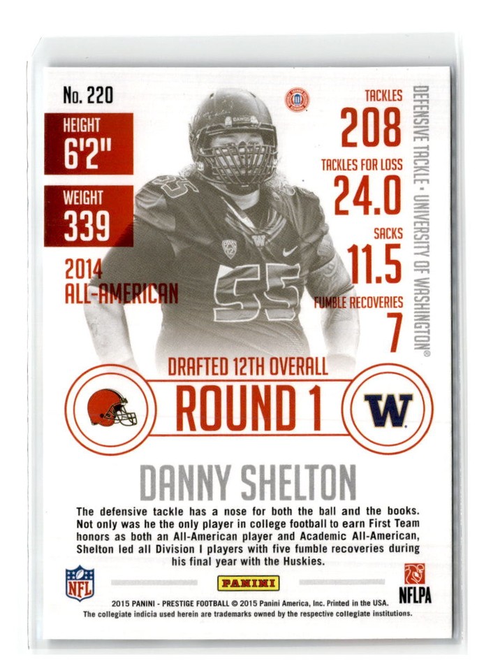 2015- Panini Prestige-#220-Danny Shelton RC-Cleveland Browns | eBay