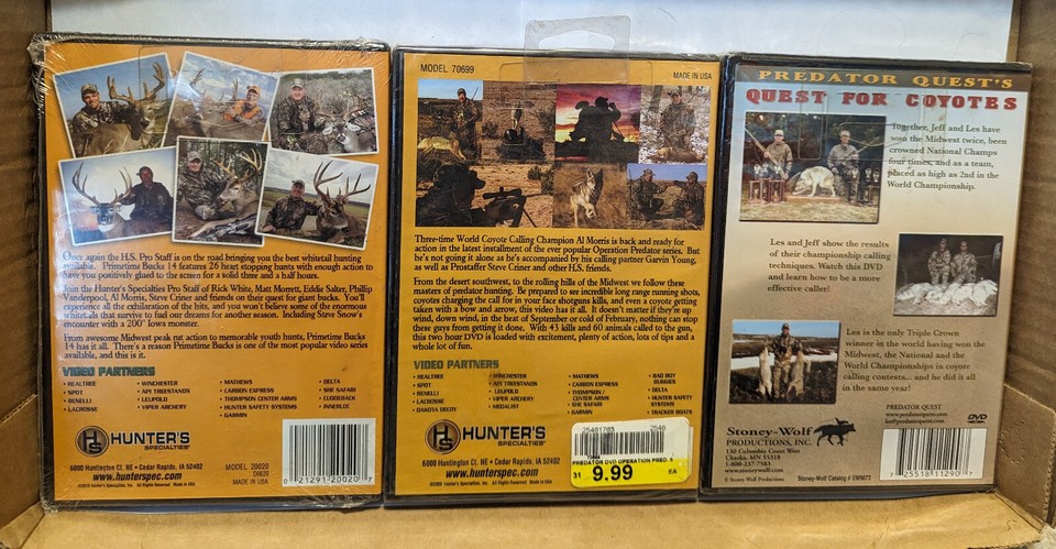 sealed huting dvd x3 primetime bucks 14, operation predator 6, quest ...
