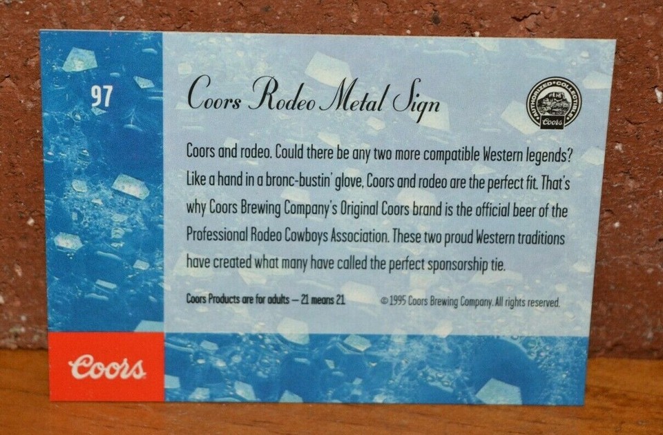 COORS BEER TRADING CARD: COORS RODEO METAL SIGN | eBay