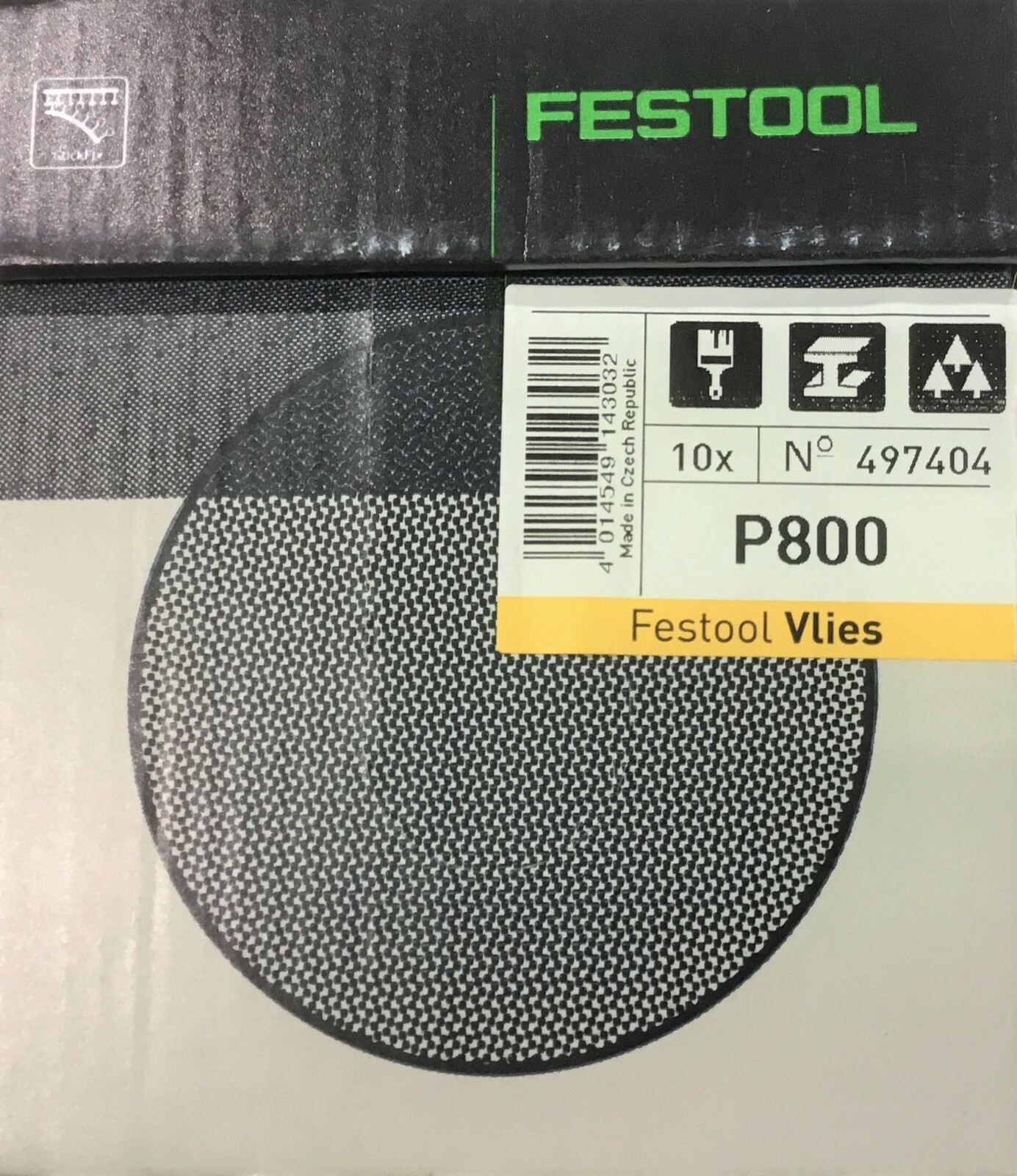 Festool 497404 P800 Sanding Discs 90mm vlies - STF D90mm S800 VL/10 10 ...