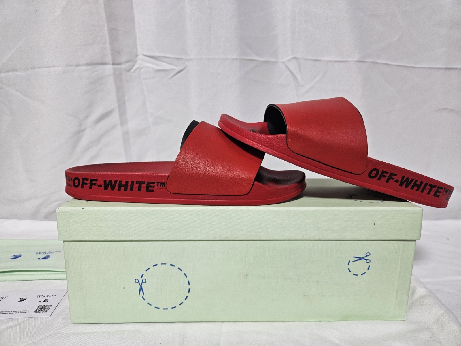 OFF-WHITE Red Black U Slides Arrow Logo Pool Slides S… - Gem