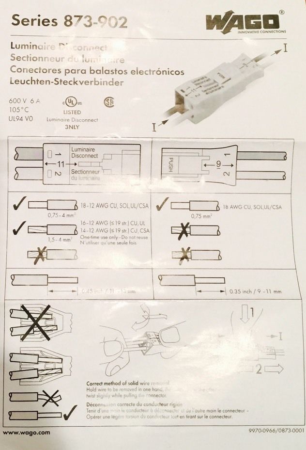 2,500 pcs Wago 873-902 Luminaire Lumi-Nuts Disconnect - AUTHORIZED WAGO ...