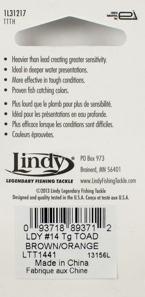 (LOT OF 12) LINDY TUNGSTEN TOAD #14 LTT1441 BROWN/ORANGE D9224 | eBay