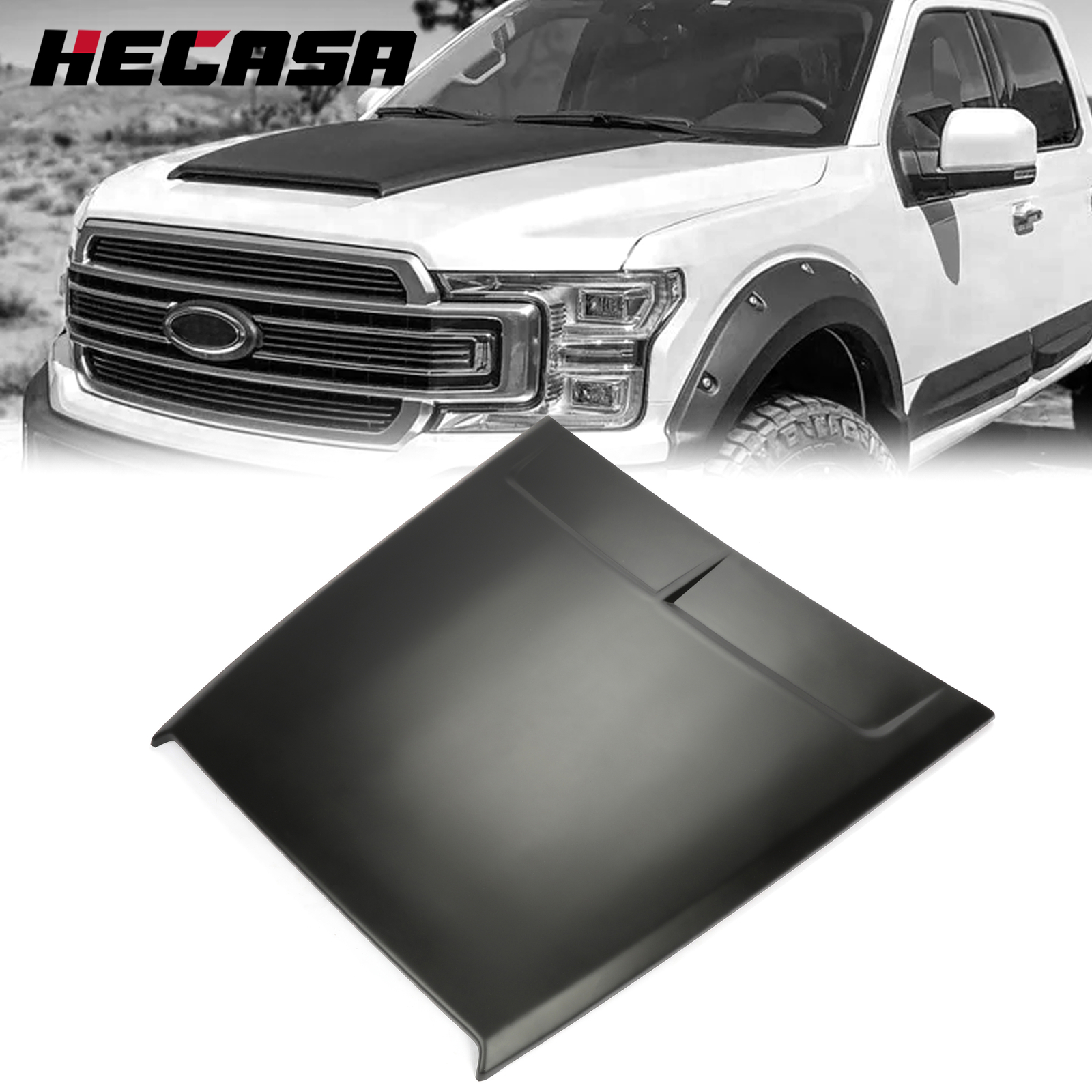 Black Front Painted Air Vent Hood Scoop For 2015-2020 Ford F150 16 17 ...