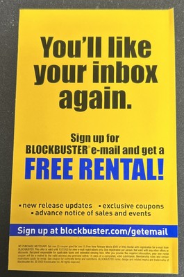 2003 Paper Ephemera “Blockbuster Video Free Rental” Advertisement Ad 7 ...