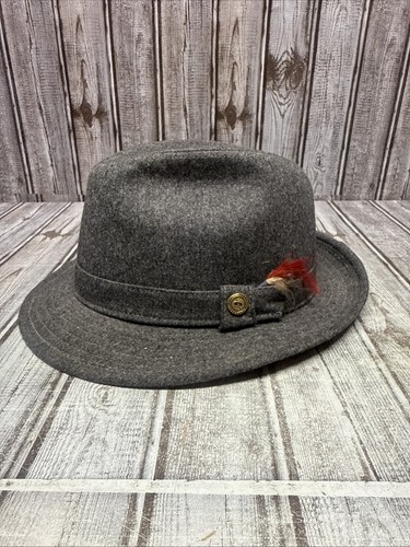 Vintage Pendleton Fedora Hat Mens Size 7 1/8 Gray 100% Wool USA Made Feather | eBay