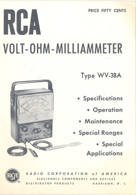 RCA Type WV-38A Volt-Ohm-Milliammeter Original Manual | eBay
