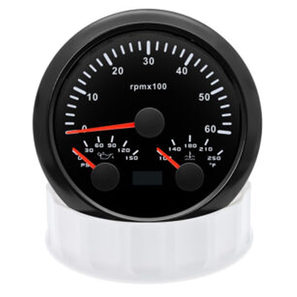 85mm 3 IN 1 Gauge Tacho 0-6000RPM with Water Temp 100-250℉ Oil Pressure ...