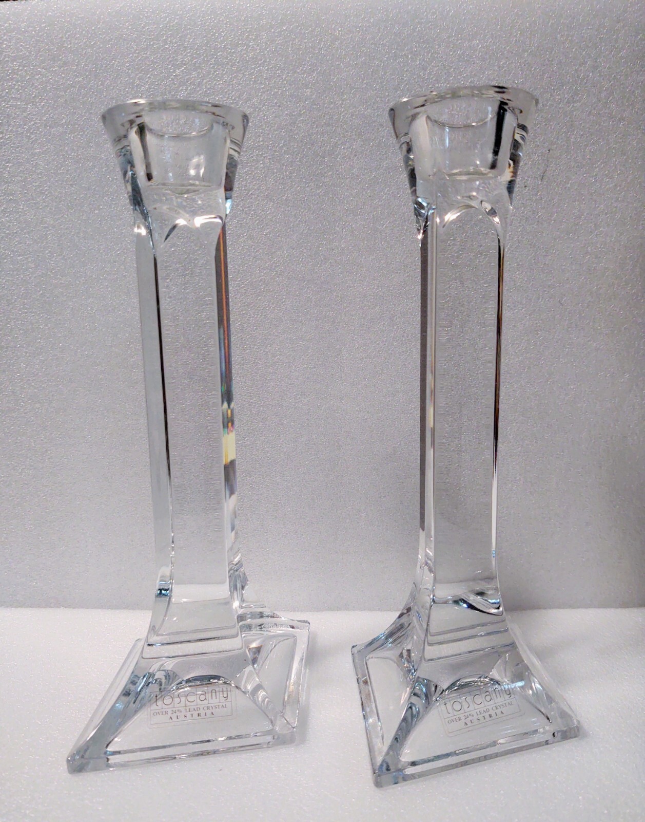 Toscany Crystal Beveled Diamond Candlestick Pair Austria 24% Lead ...