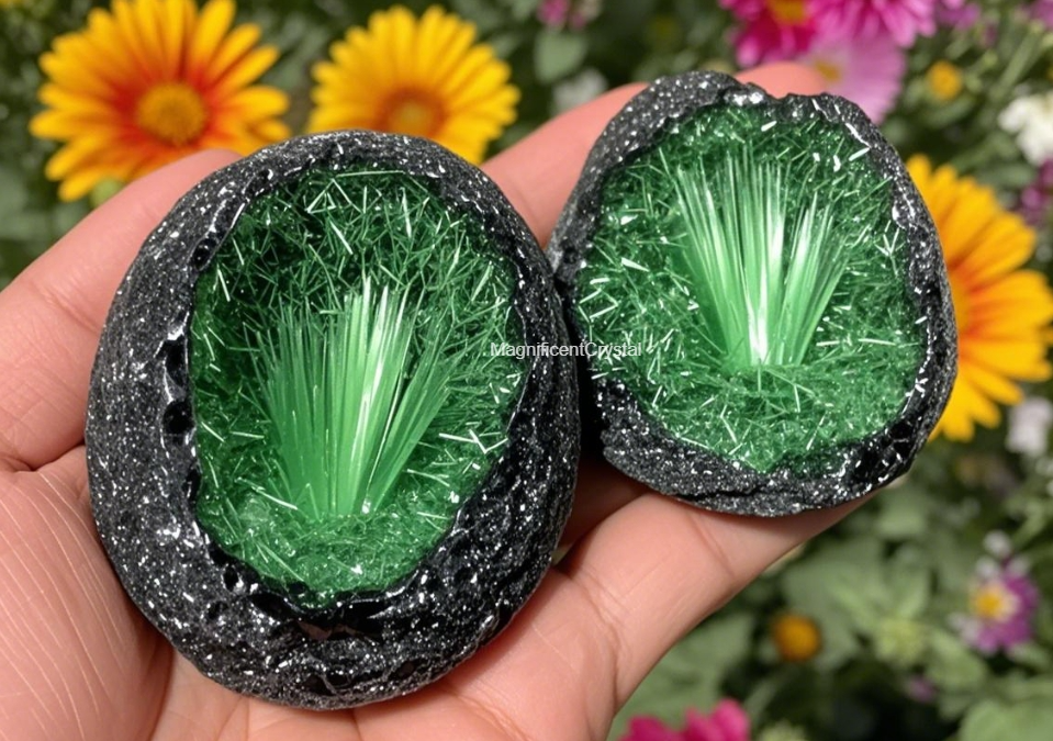 Rare Natural Meteorite Quartz Crystal Specimen Goethite Green Copper ...