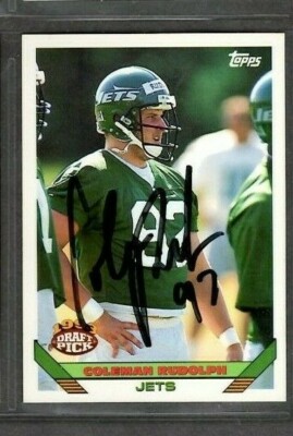 1993 Topps New York Jets Football Card #307 Coleman Rudolph Signed ...