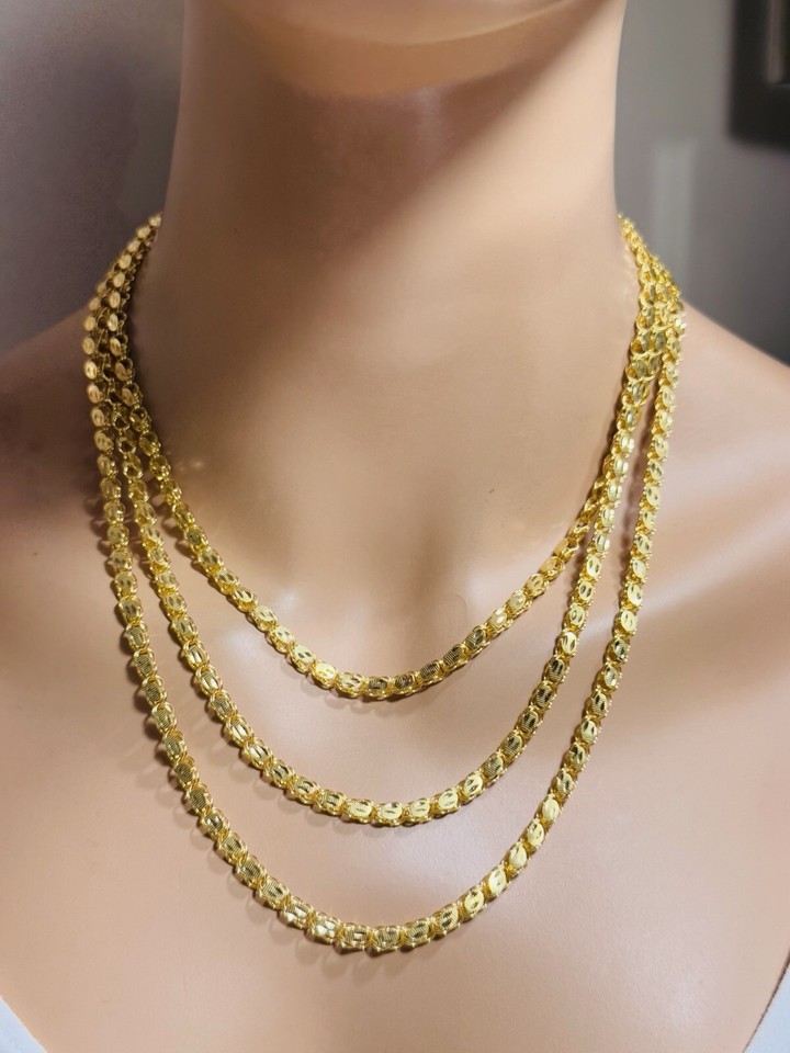 18K 750 Dubai Gold Damascus Chain Necklace 17.6-18 Inch 5mm 10.6g | eBay