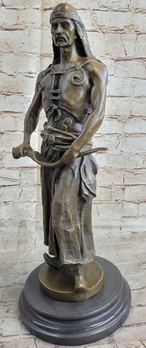 Signed Golden Bronze Arabian Turkish Arabic Warrior Sculpture Statue ...
