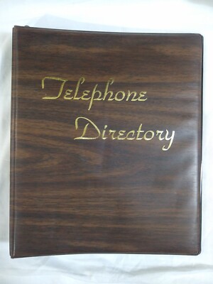 Vintage Woodgrain & Gold Phone book brown address/phone number 3-Ring ...