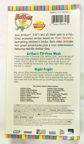 Arthur: Arthur's TV Free Week (VHS, 1999) Plus Night Fright NEW SEALED ...