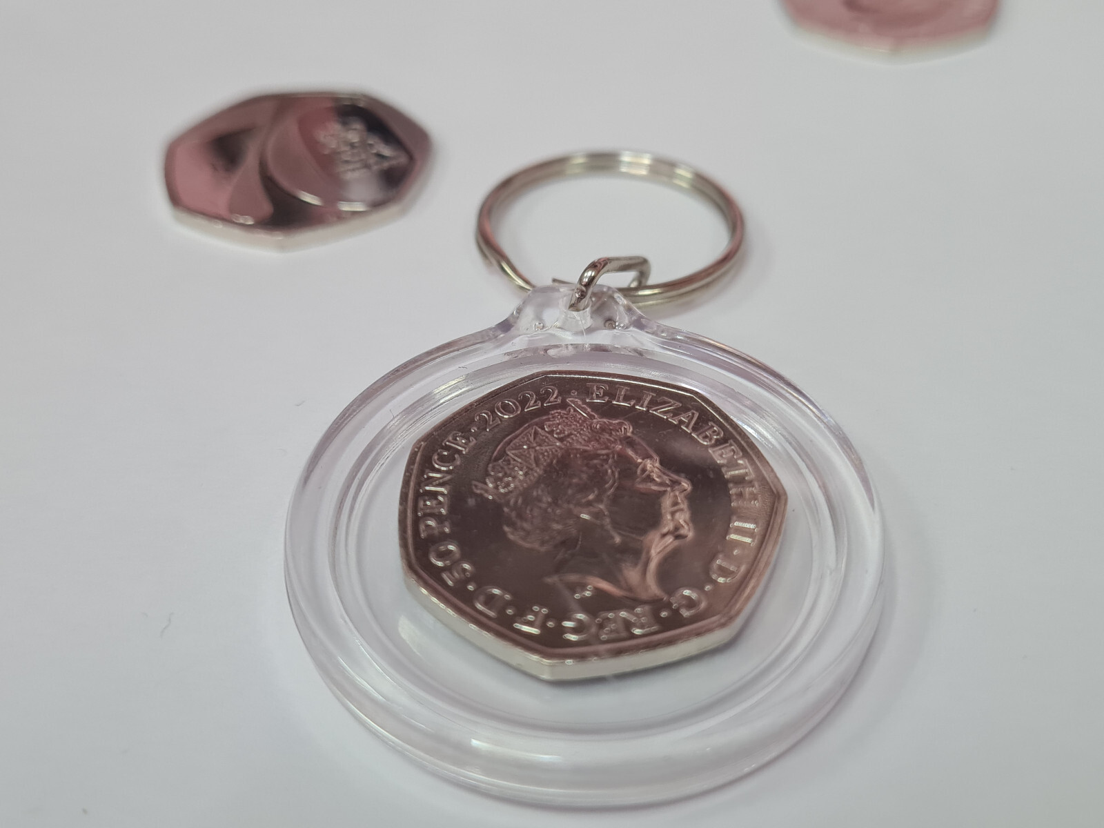 50p Coin Keyring Queens 70th Platinum Jubilee New King Charles from a ...