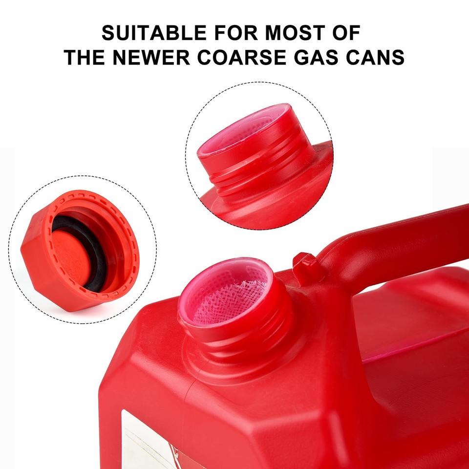 Gas Can Cap Replacement (2 Kit-Red), High Compatibility, Fits 1/2/3/5 ...