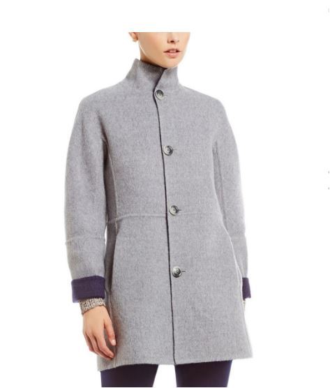 Katherine Kelly Midnight Blue Gray Reversible Stand Collar Wool Alpaca ...