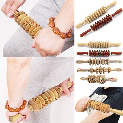 Muscle Roller Wooden Sticks Trigger Point Relax Gym Body Leg Exercise ...