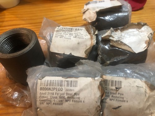 Lot of 6 NPT Threaded Reducing Coupling 3000 # Forged Carbon Steel 1-1/ ...