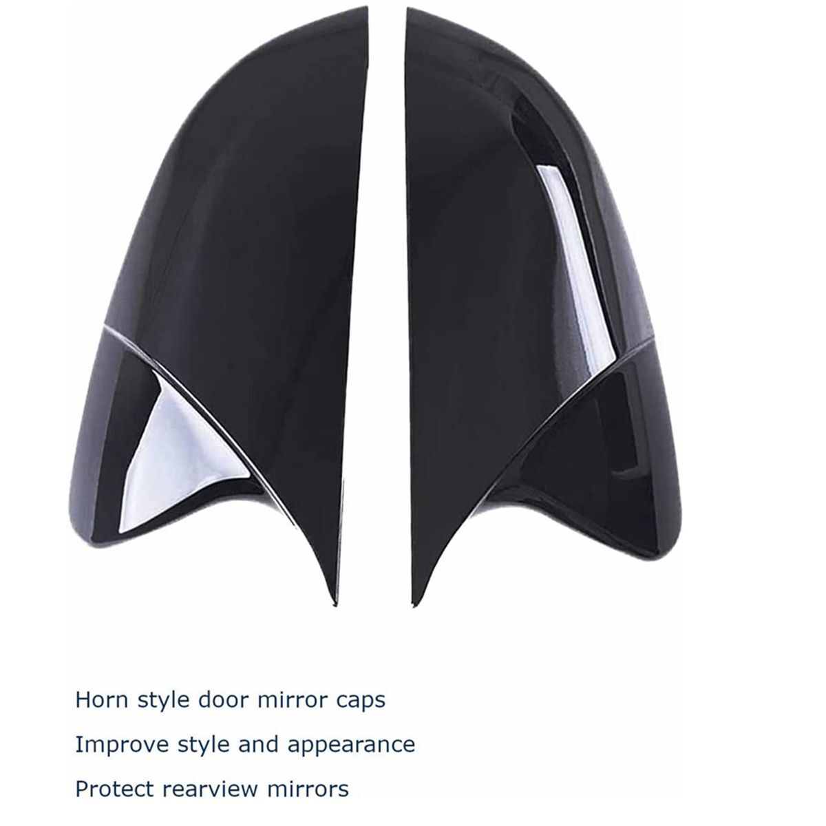 OX Horn Style Side Wing Mirrors Cap Cover Gloss Black For Honda Civic ...