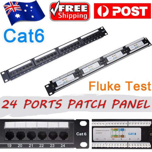 24 Port Patch Panel CAT6 Network Cable Rack 19" High Speed Network Rack ...