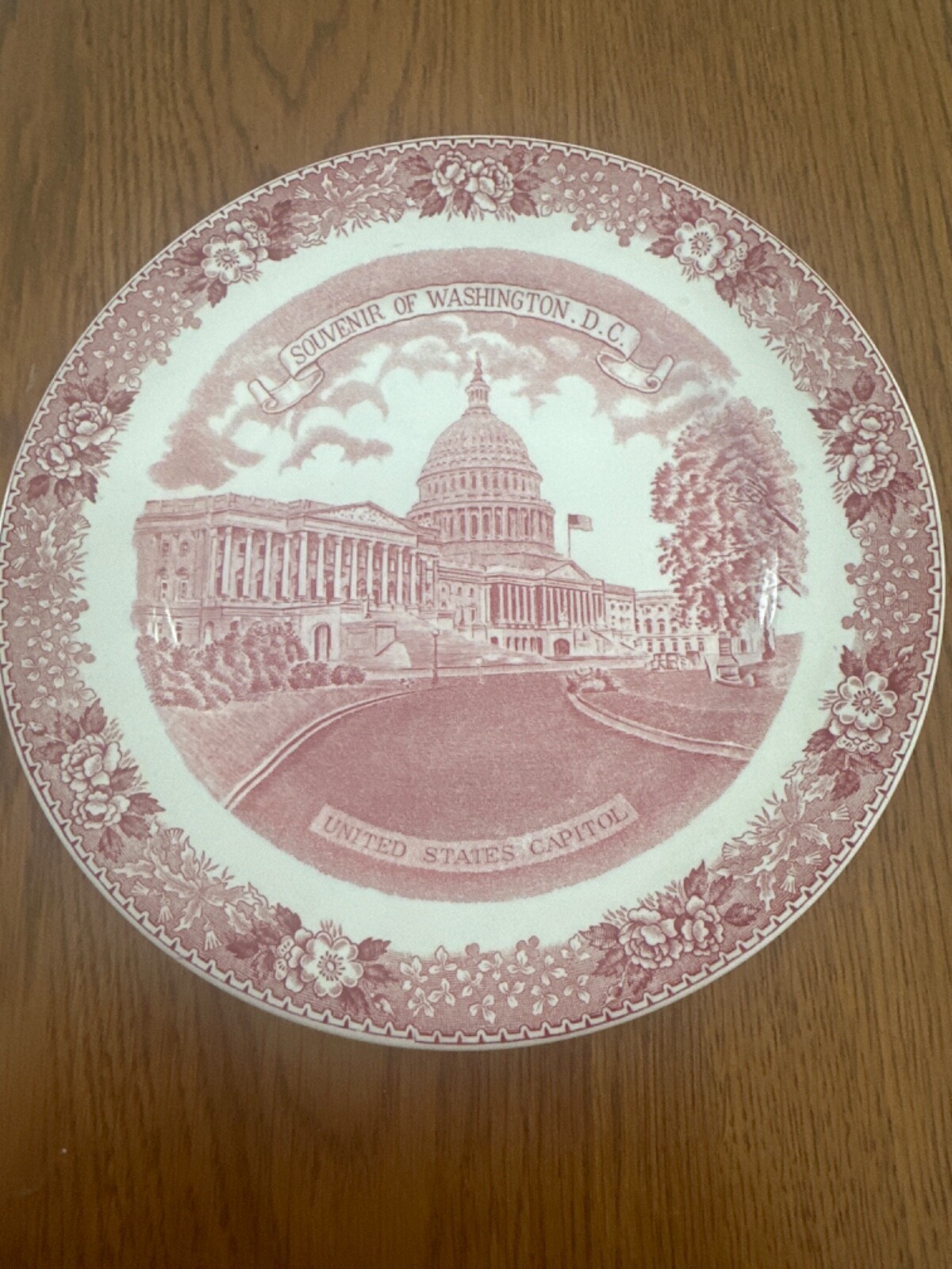 Pink 7inch wide Souvenir Washington DC plate of United States capital ...
