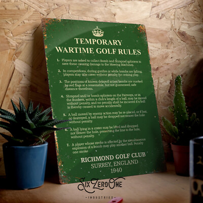 WW2 Wartime Golf Rules Metal Sign. Vintage worn rusty look Home guard ...