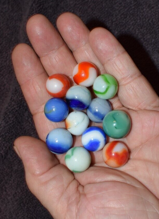 Vintage Mixed American Toy Marbles lot of 12 Marbles Size Approx .625 ...