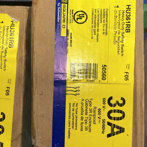Square D HU361RB Heavy Duty Safety Switch 600V 30A 3-Pole | eBay