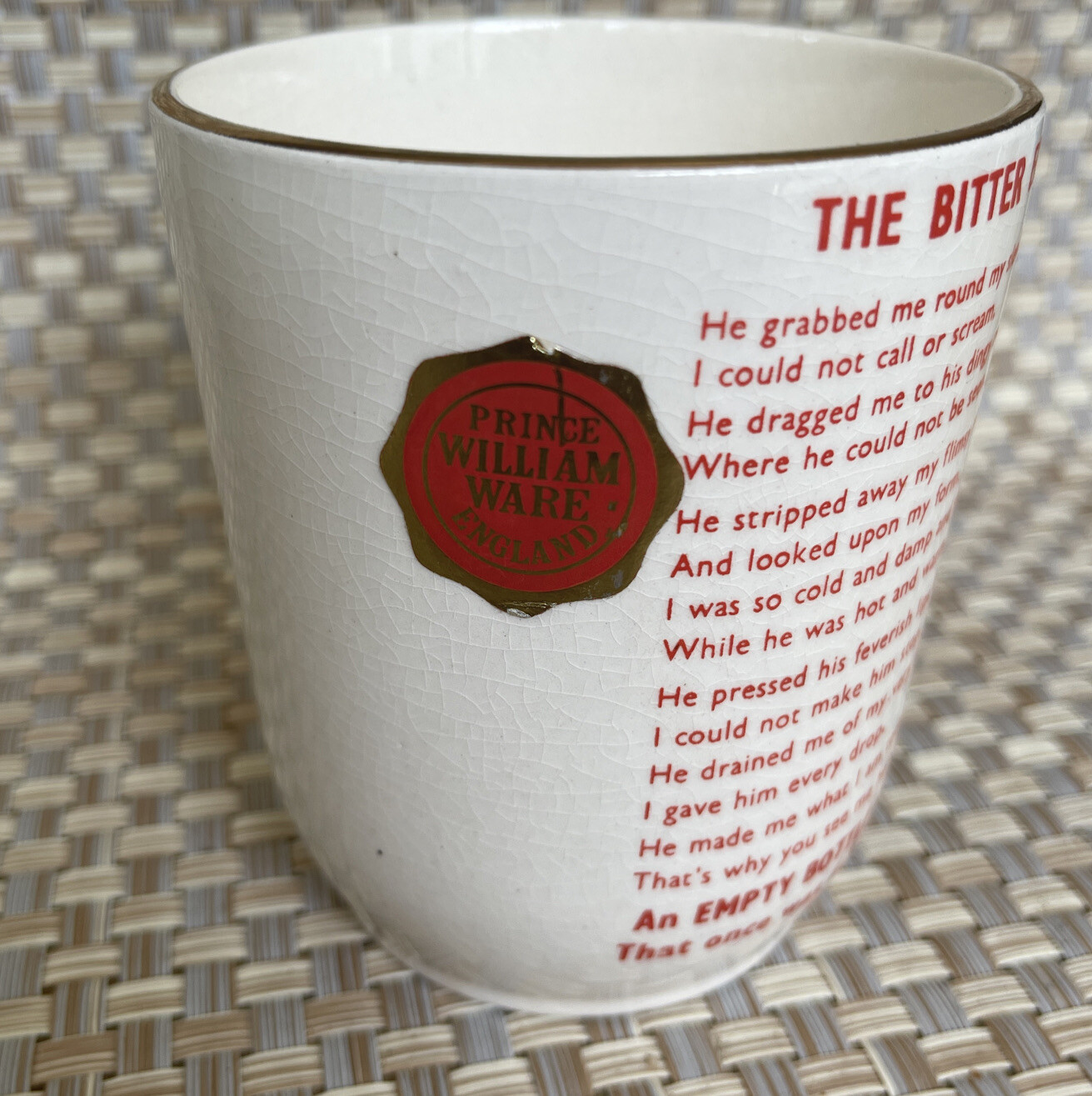 Vintage Prince William Ware England Mug - Gold Lip - ‘The Bitter End ...