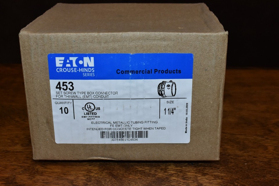 2 New in Box Packs of 10(20 Total) Eaton 453 1 1/4" Set Screw Type Box ...