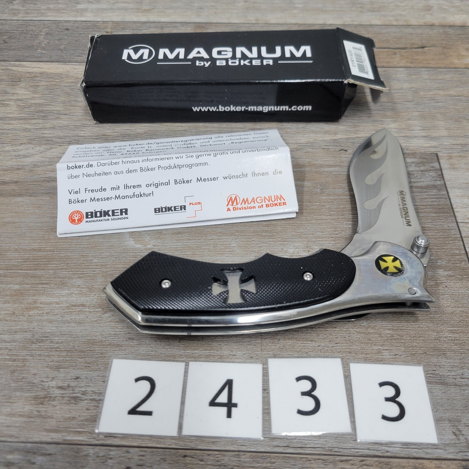 Boker Magnum Heavy Metal Knife Black Cross Flame Blade 01RY920 | eBay