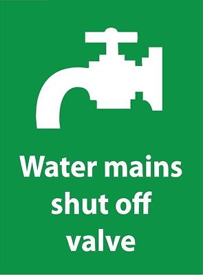 Water Mains Shut Off Valve Sign - Self adhesive vinyl 200mm x 150mm | eBay