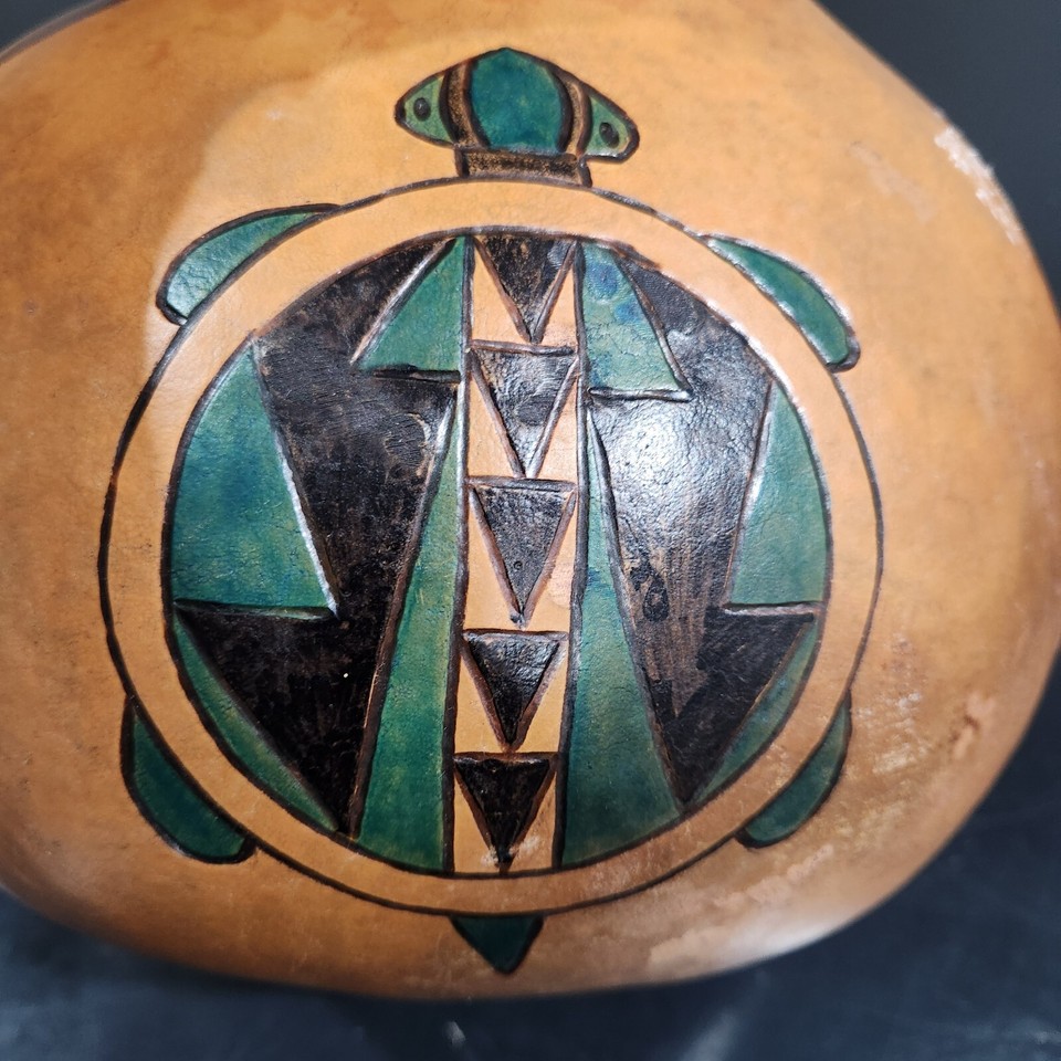 Native American Hand Painted Decor Carved Gourd Folk Art KOKOPELLI ...