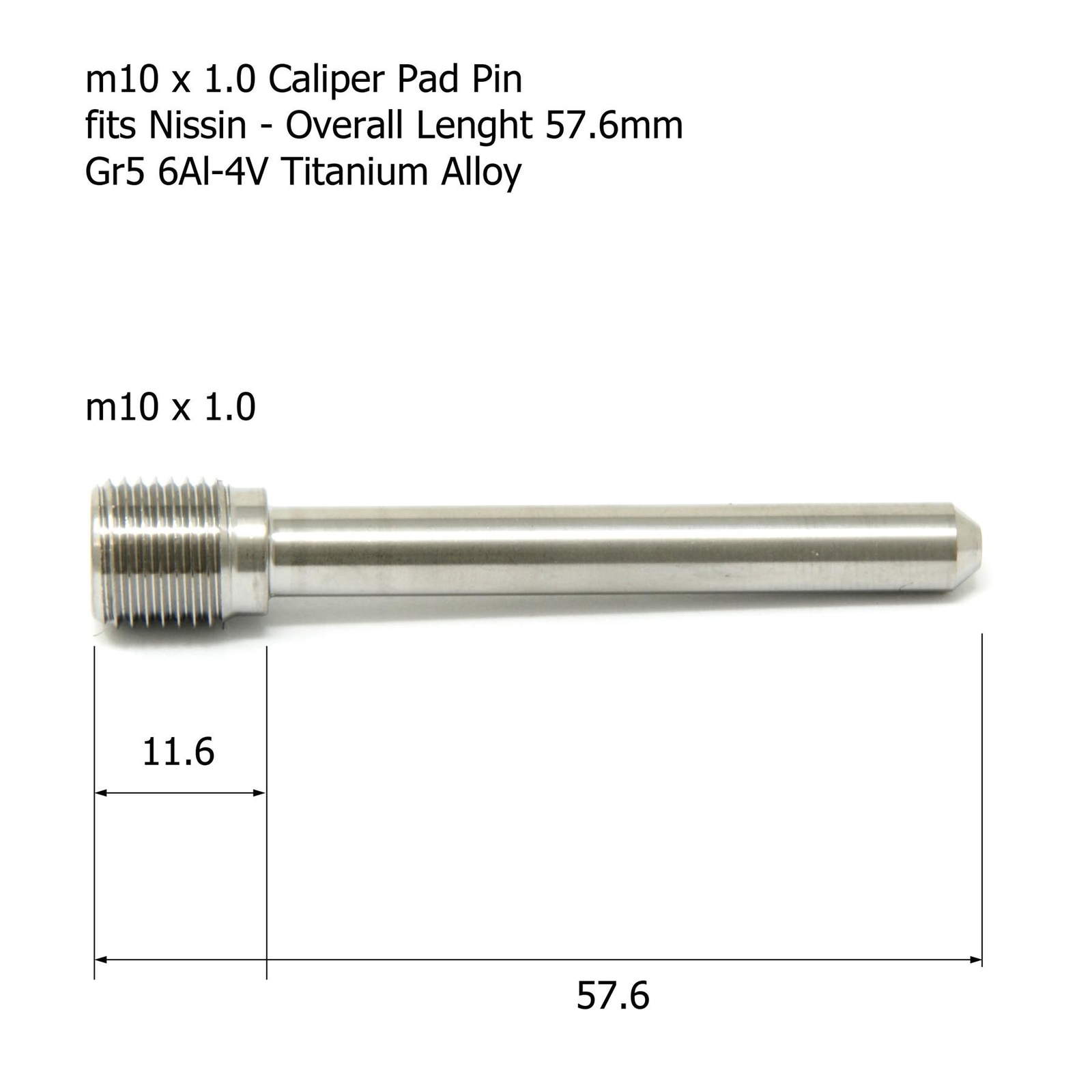 Nissin 58mm Titanium Brake Caliper Pad Pin Ti fits Triumph & Kawasaki ...