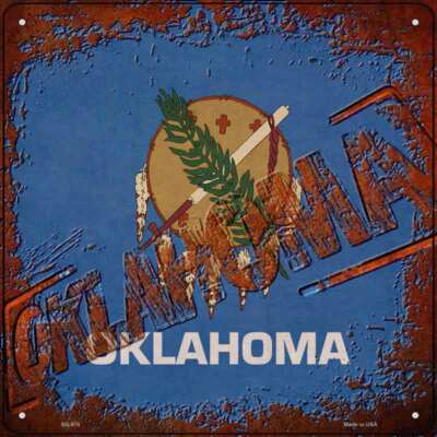 Oklahoma Rusty Stamped Novelty Metal Square Sign SQ-978 | eBay