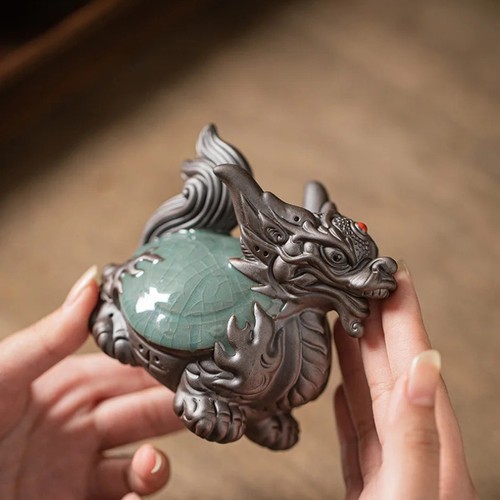 10cm Ceramic Dragon Turtle Tea Pet Handmade Statues Tea Strainers Home ...