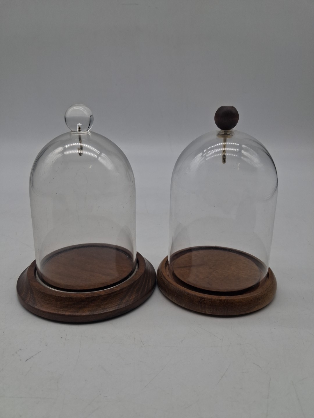 Lot Of 2 -3 x 5 Pocket Watch Glass Display Dome , Knob & Hook, Walnut ...